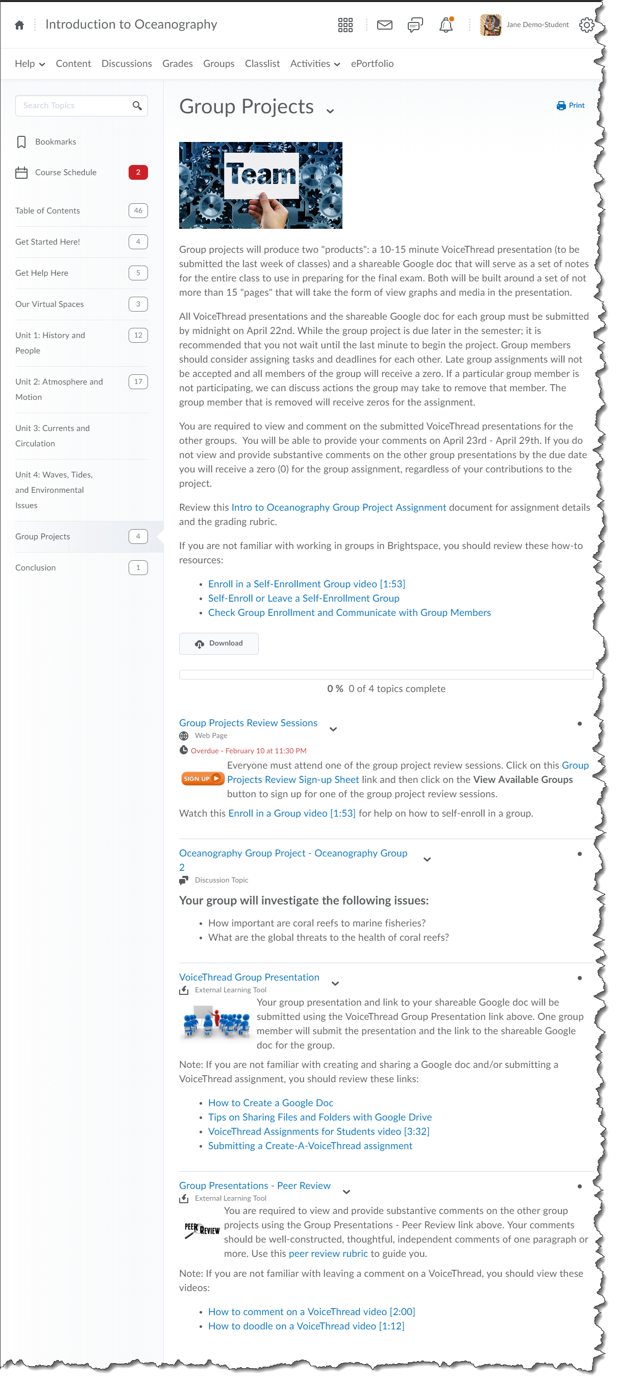 Brightspace Activities and Interaction Examples - CAT Base